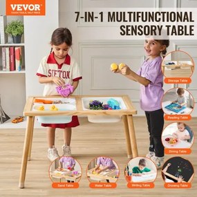 Kids Sensory Stůl Vnitřní dřevěný hrací pískový vodní stolek se 3 úložnými