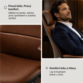 Kancelářské kožené manažerské křeslo hnědé COMMAND
