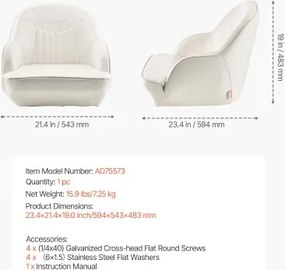 Sedadlo do lodi VEVOR, 594 × 543 × 483 mm