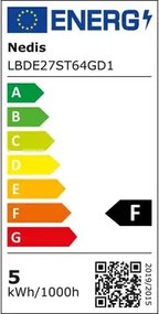 Nedis LED žárovka E27 / ST64 / 4.9 W / 470 lm / 2100 K / Stmívatelné /