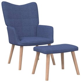 Relaxační křeslo Hutton se stoličkou - textil | modré