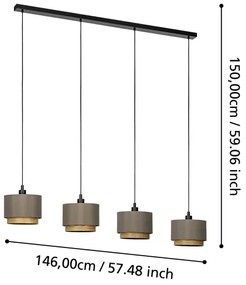 Eglo 390121 - Lustr na lanku MARCHENA 4xE27/40W/230V hnědá