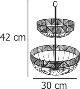 Stojan na ovoce, kovový, černý