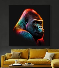 Obraz na plátně - barevná gorila FeelHappy.cz Velikost obrazu: 60 x 60 cm