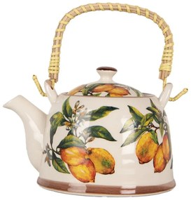 Porcelánová konvička na čaj se sítkem s motivem citronů – 800 ml