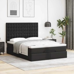 Osmanský rám postele s matrací černá 140x190cm umělá kůže 3313001