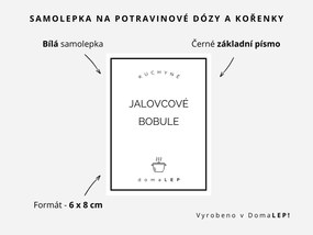 JALOVCOVÉ BOBULE - omyvatelná samolepka na kořenky, výběr rozměrů Ø 5 cm / 5 x 5 cm / 6 x 8 cm | DomaLEP tvar: OBDÉLNÍK, barva: BÍLÁ - ČERNÉ písmo, velikost: š. 6 cm x v. 8 cm – základní písmo