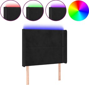 Čelo postele s LED černé 93 x 16 x 118/128 cm samet 3123946