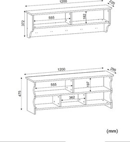 VerDesign ESTER věšáková stěna, bílá / ořech
