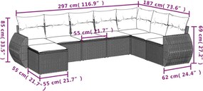 8dílná zahradní sedací souprava s poduškami béžová polyratan 3221758