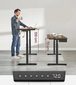 Goleto Elektricky nastavitelný PC stůl | 60 x 140 x 72 -120 cm