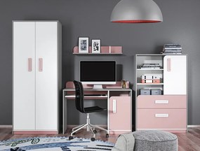 Casarredo Komoda se zásuvkami VILLOSA šedá/bílá/růžová