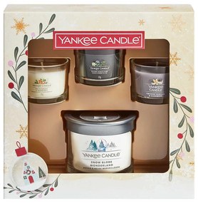 Yankee Candle vánoční dárková sada, 1x malá svíčka + 3x votivní svíčky ve skle