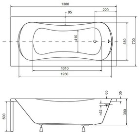 Besco Aria akrylátová vana Délka vany: 140cm