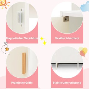 Costway Dřevěná dětská kuchyňka s digestoří a lednicí a kohoutkem a kuchyňským