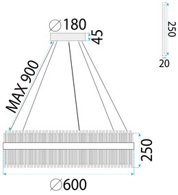 Toolight Toolight, LED křišťálové stropní svítidlo 60cm, APP1515-CP60, zlatá matná, OSW-03263