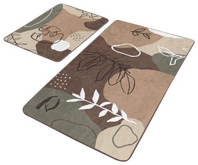 Hnědé sametové koupelnové předložky v sadě 2 ks 60x100 cm Abstract Faces – Mila Home