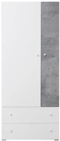 Šatní skříň Omega - bílá/beton
