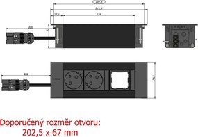IBConnect Vestavná zásuvka INTRO černá - různé konfigurace Konfigurace elektrozásuvky: 3x230V