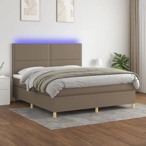 vidaXL Box spring postel s matrací a LED taupe 160x200 cm textil