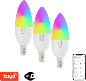 Led žárovka immax neo lite e14 6w rgb+cct, barevná a bílá wifi - balení 3 ks