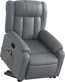 Elektrické zvedací masážní polohovací křeslo šedé umělá kůže 3205288