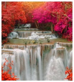 DIMEX | Vliesová fototapeta na zeď Vodopád v deštném pralese MS-3-0072 | 225 x 250 cm | bílá, červená, růžová