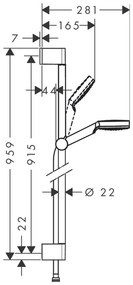 Hansgrohe Crometta, sprchová sada 1 jet EcoSmart 9 l/min se sprchovou tyčí 90 cm, bílá/chromová, HAN-26539400