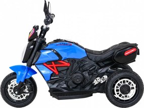 Ramiz Motorka Fast Tourist na baterie pro děti modrá + audio + světla + ekokůže