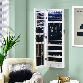Costway Mirrored Jewelry Cabinet Uzamykatelný na stěnu/dveře – 36 × 10 × 108 cm