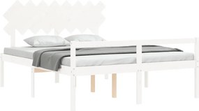Postel s čelem pro seniory bílý 160x200 cm masivní dřevo 3195557