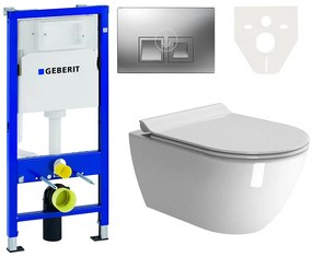 AKCE/SET/LIVERO Geberit - Modul pro závěsné WC Duofix Delta 12 s tlačítkem Delta50, matná chrom + PURA závěsná WC mísa, Swirlflush, 55x36 cm, bílá Ex…