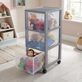 SUNDIS Úložný box se 3 zásuvkami, antracit, OFFICEMIX - MAXI , 3A