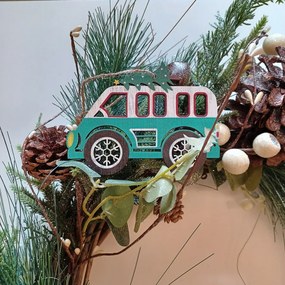 Dřevěná vánoční ozdoba autobus 12 × 9,5 cm, k zavěšení