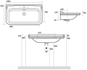 Kerasan, WALDORF keramické umyvadlo 100x55cm, 4142K1