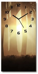 Wallmuralia Nástěnné skleněné hodiny Mlha v lese 30x60 cm