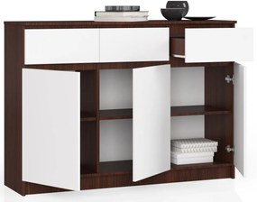 Komoda Karolína 140 cm 3 skříňky a 3 šuplíky wenge/bílá