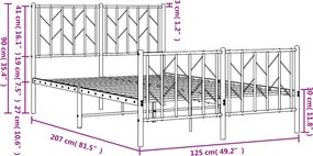 vidaXL Kovový rám postele s hlavovým a nožním čelem 120 x 200 cm [374453] Barva: Černá