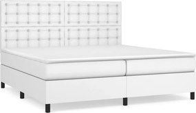 Box spring postel s matrací bílá 200x200 cm umělá kůže 3142864