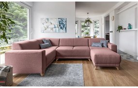 Růžová rozkládací/s úložným prostorem rohová pohovka (levý roh/do "U") Classy Sophie – Miuform