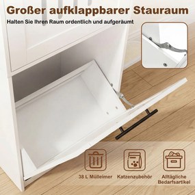 Costway Skříňka na stelivo pro kočky 115 cm Moderní skrytý domeček pro kočky s 2