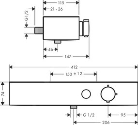 Hansgrohe ShowerTablet Select, sprchová termostatická baterie, černá matná, 24360670