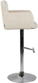Barová židle Haworth - samet - chromovaný rám | krémová
