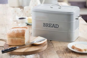 Kitchen Craft Kovový box na pečivo Bread French grey, šedá barva, kov