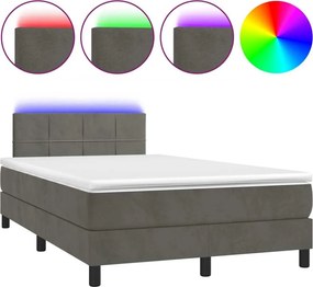 vidaXL Box spring postel s matrací a LED 120x200 cm samet [3134394] Barva: Tmavě zelená