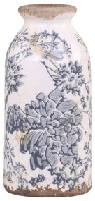 Keramická dekorační váza se šedými květy Melun -  Ø 8*16 cm