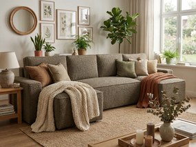 Rozkládací sedací souprava do U SMART BOUCLE 303x143 cm, tmavě béžová