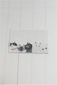 Bílo-šedá koupelnová předložka Lismo Cats, 60 x 40 cm