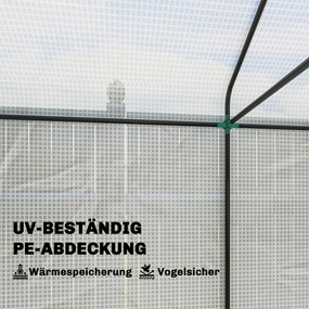 Outsunny PE zahradní skleník na balkon, zesílený kryt 135 g/m², ocelový rám, rolovací zip dveře, pro zeleninu, rostliny a květiny, vnitřní/venkovní, …