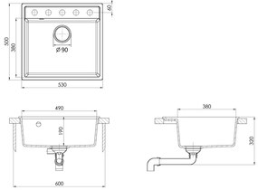 vidaXL Marketos Kuchyňský dřez s přepadem šedý žula